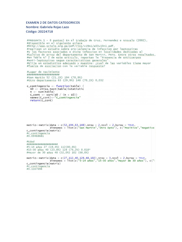 Examen de Datos Categóricos | PDF