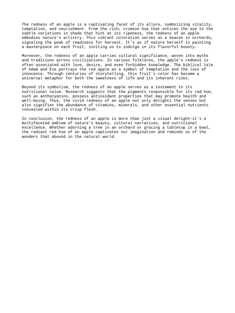 Apple Is Red, Here Is A Four Paragraph Essay About The Redness of An ...