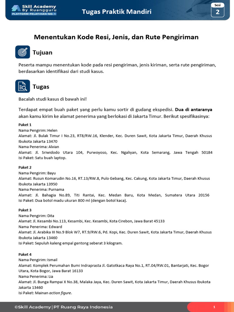 TPM 1 Menentukan Kode Resi, Jenis, Dan Rute - (IYOH) | PDF