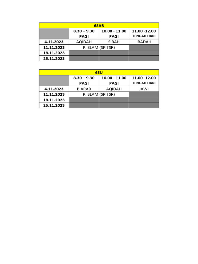 Jadual Tuisyen November | PDF | Abrahamic Religions | Semitic Words And ...