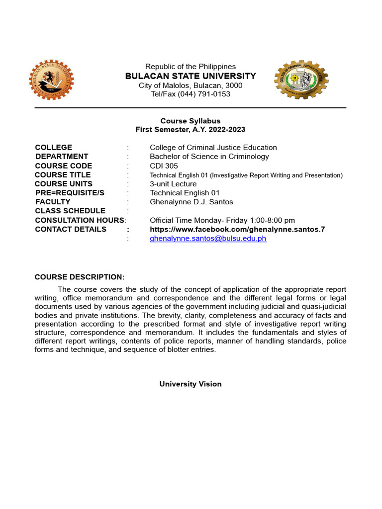 Syllabus Signature | PDF | Police | Criminology