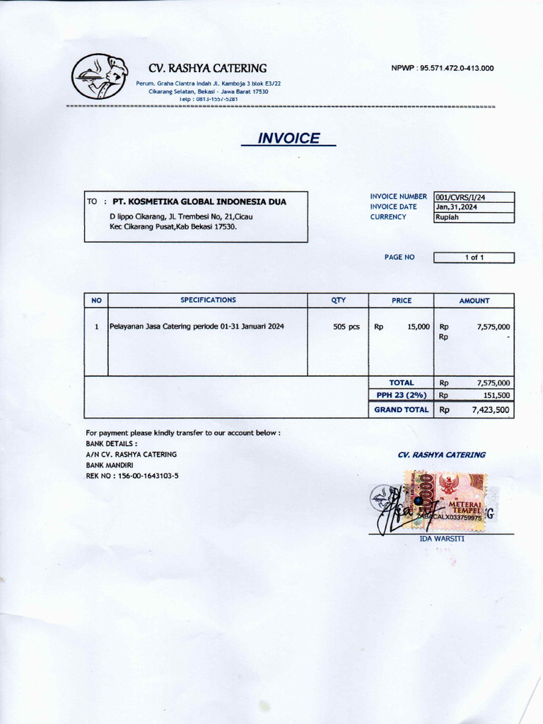 Scan Invoice Catering | PDF