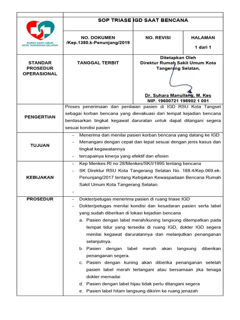 Sop Triase Igd | PDF
