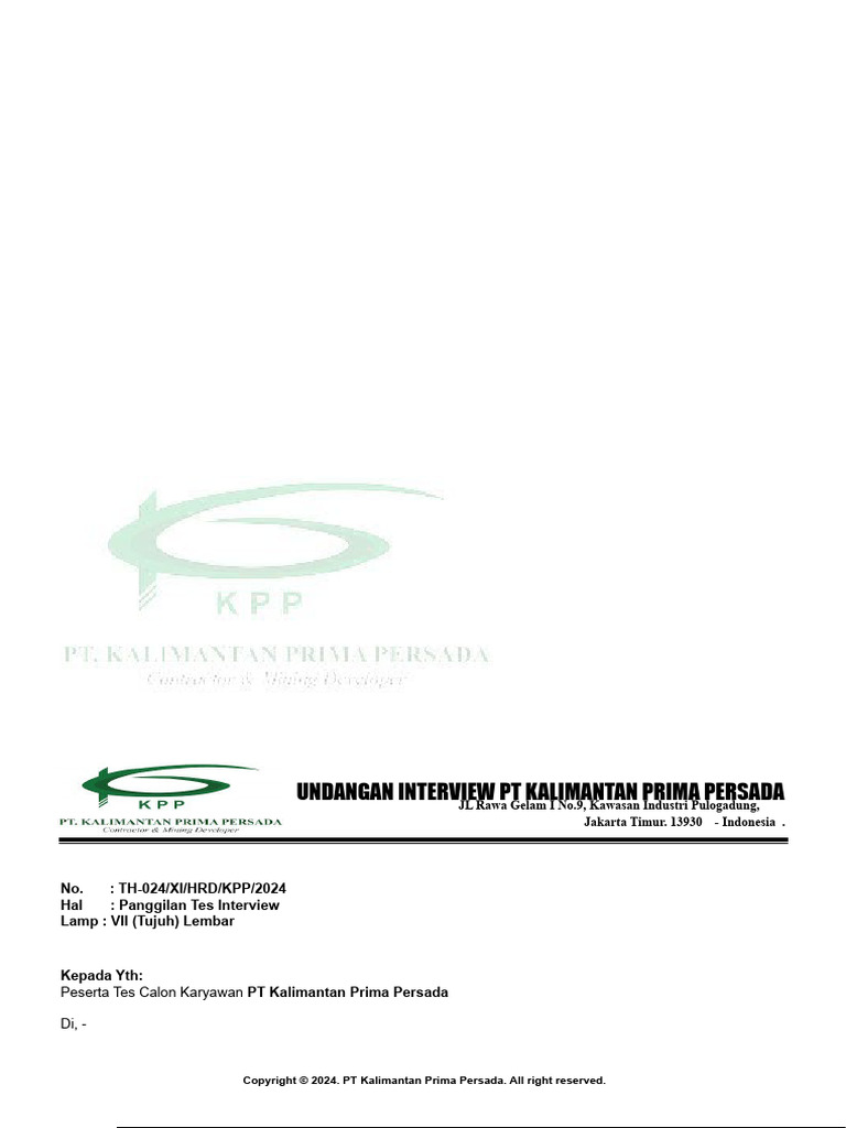 Undangan Interview Karyawan KPP 2024 | PDF