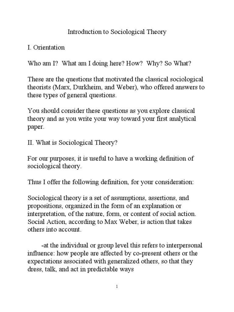 Introduction To Sociological Theory | PDF | Sociology | Liberalism