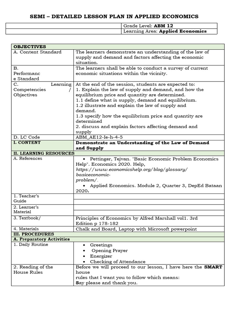 Law of Supply and Demand Lesson Plan | PDF | Supply And Demand | Demand