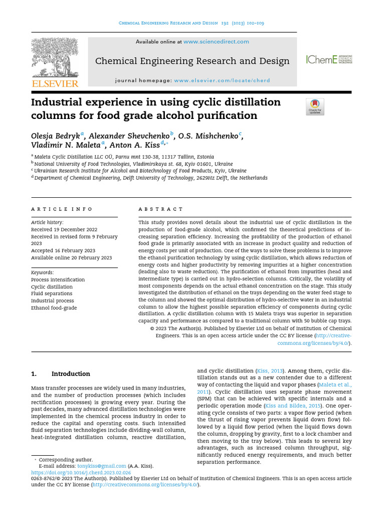 Cyclic Distillation for Alcohol Purification | PDF | Distillation | Ethanol