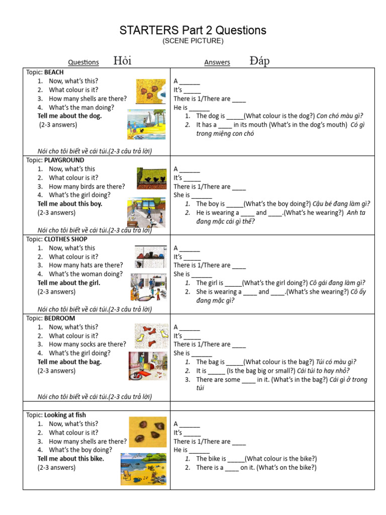 STARTERS Part 2 Questions | PDF | Language Arts & Discipline