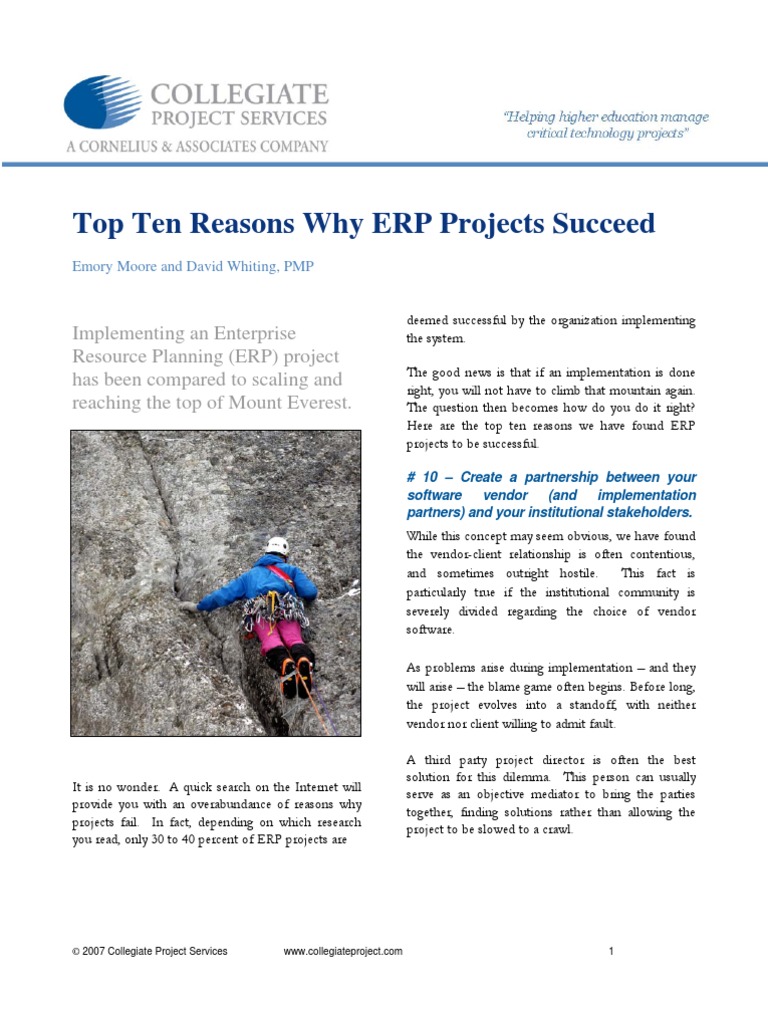 Top 10 Reasons Projects Succeed | PDF | Enterprise Resource Planning ...