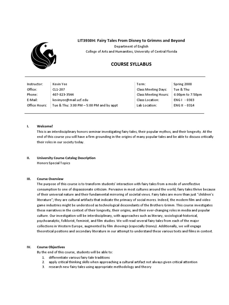 Syllabus Sample Literature | PDF | Fairy Tales | Brothers Grimm