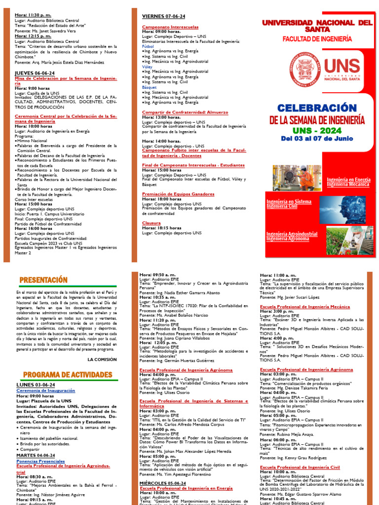 Triptico 2024 Semana de Ingenieria - 240530 - 182454 | PDF | Ingeniería | Ciencias fisicas