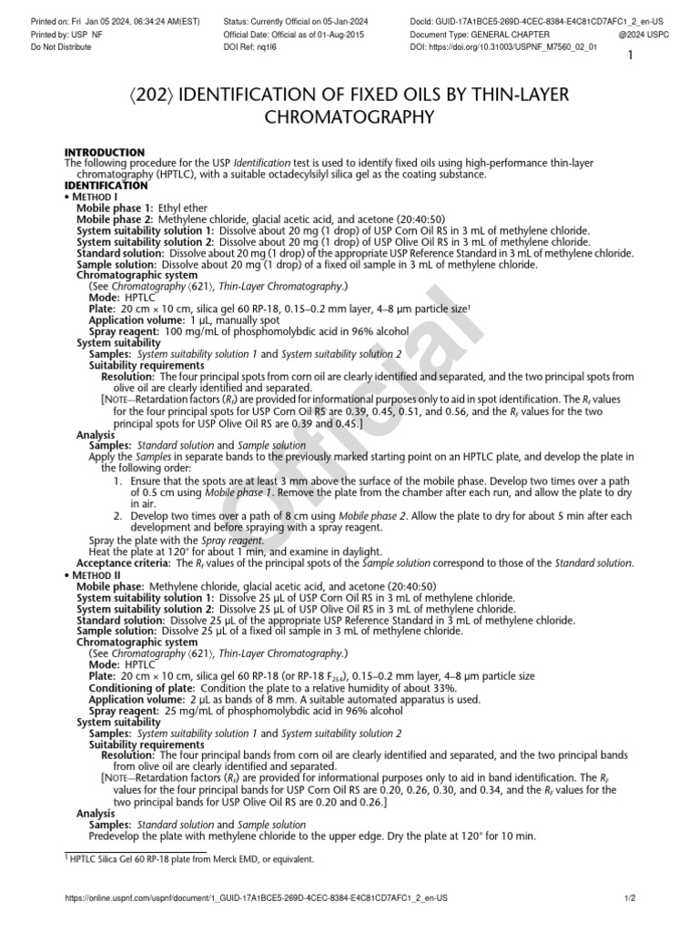 HPTLC Method for Identifying Fixed Oils | PDF | Thin Layer ...