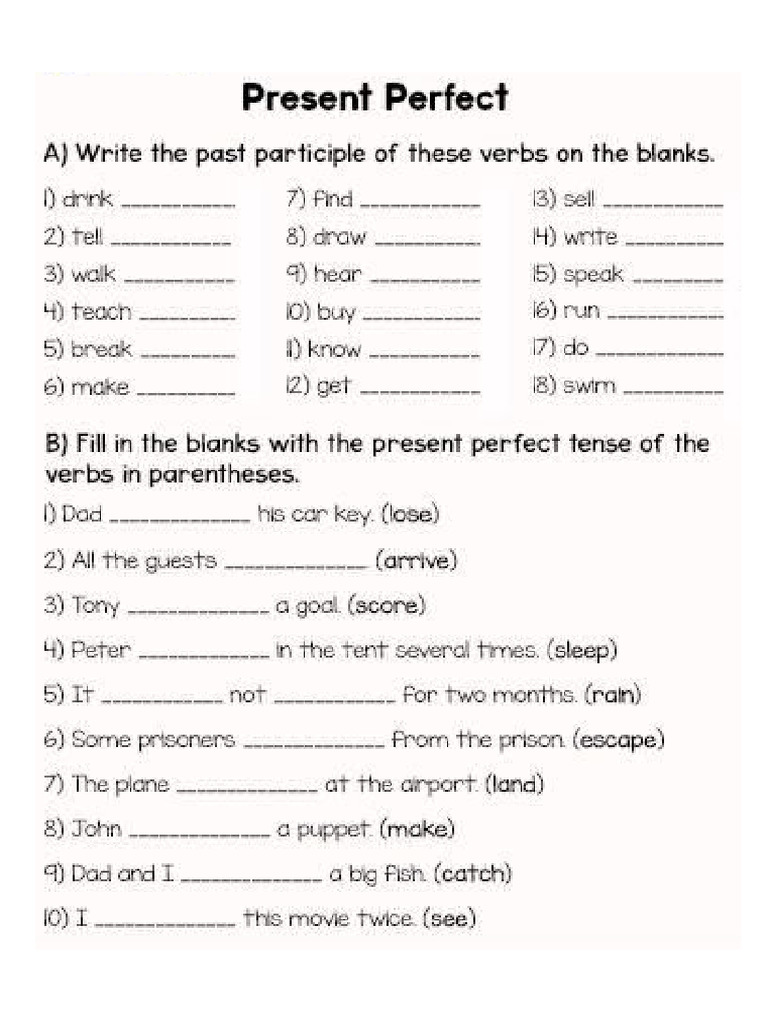 Present Perfect Practice | PDF