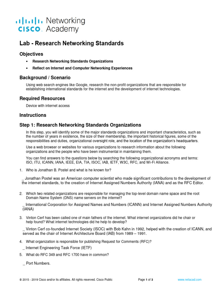 3.4.4 Lab Research Networking Standards | PDF | Internet | World Wide Web