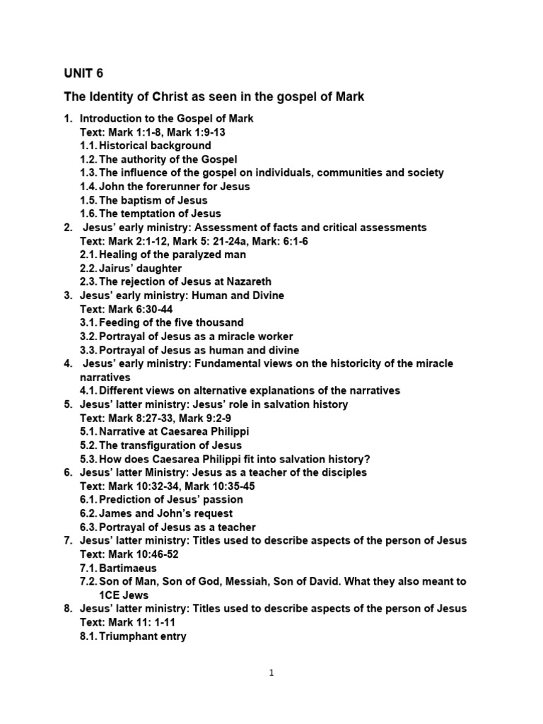 The Identity of Christ As Seen in The Gospel of Mark | PDF | Jesus ...