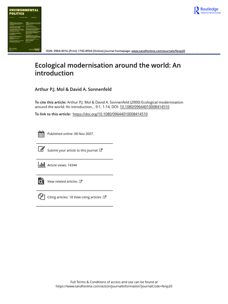 Ecological Modernisation Around The World An Introduction | PDF ...
