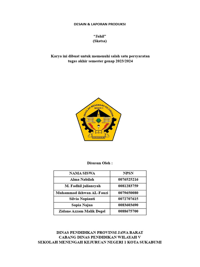Desain Produksi Sketsa Jahil | PDF