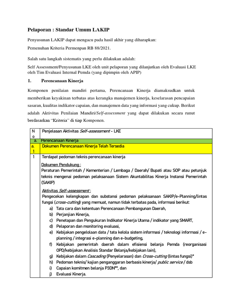 Standar LAKIP dan Penilaian Kinerja | PDF | Komputer