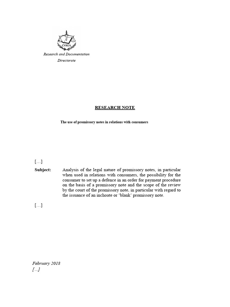 The Use of Promissory Notes in Relations With Consumers | PDF ...