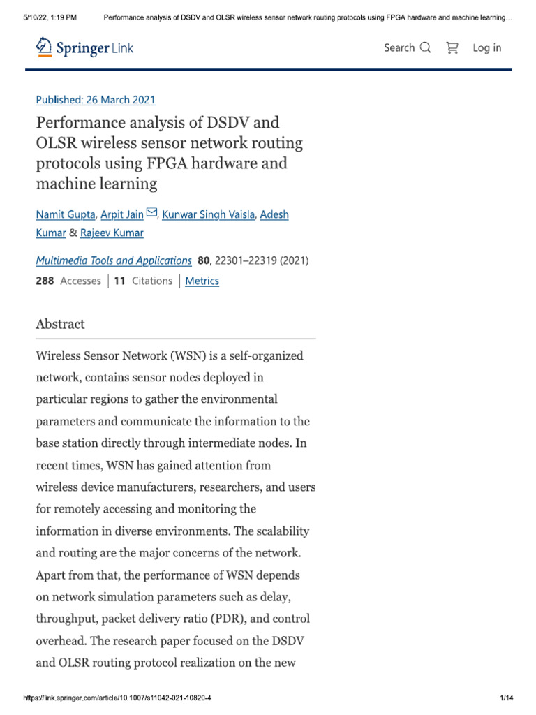 03 - 2021 - Performance Analysis of DSDV and OLSR Wireless Sensor Network Routing Protocols ...