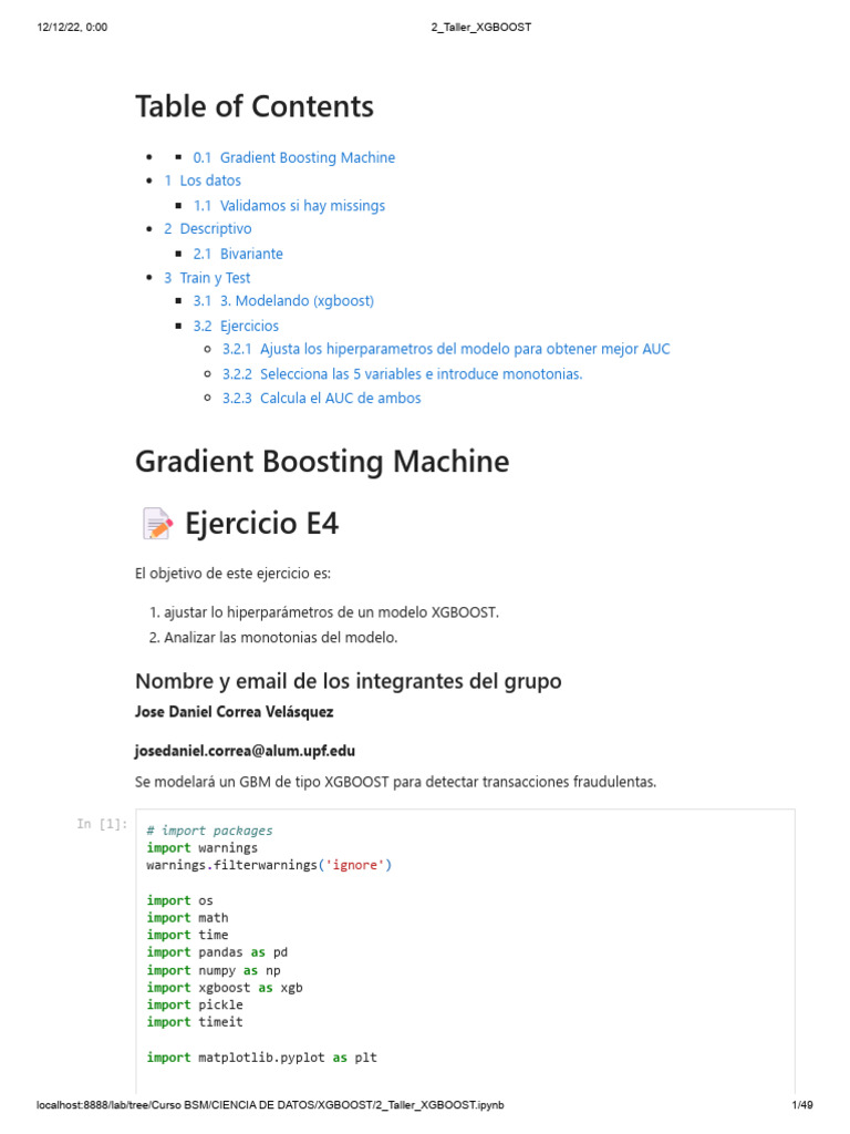 Taller XGBOOST | PDF | Aprendizaje | Informática