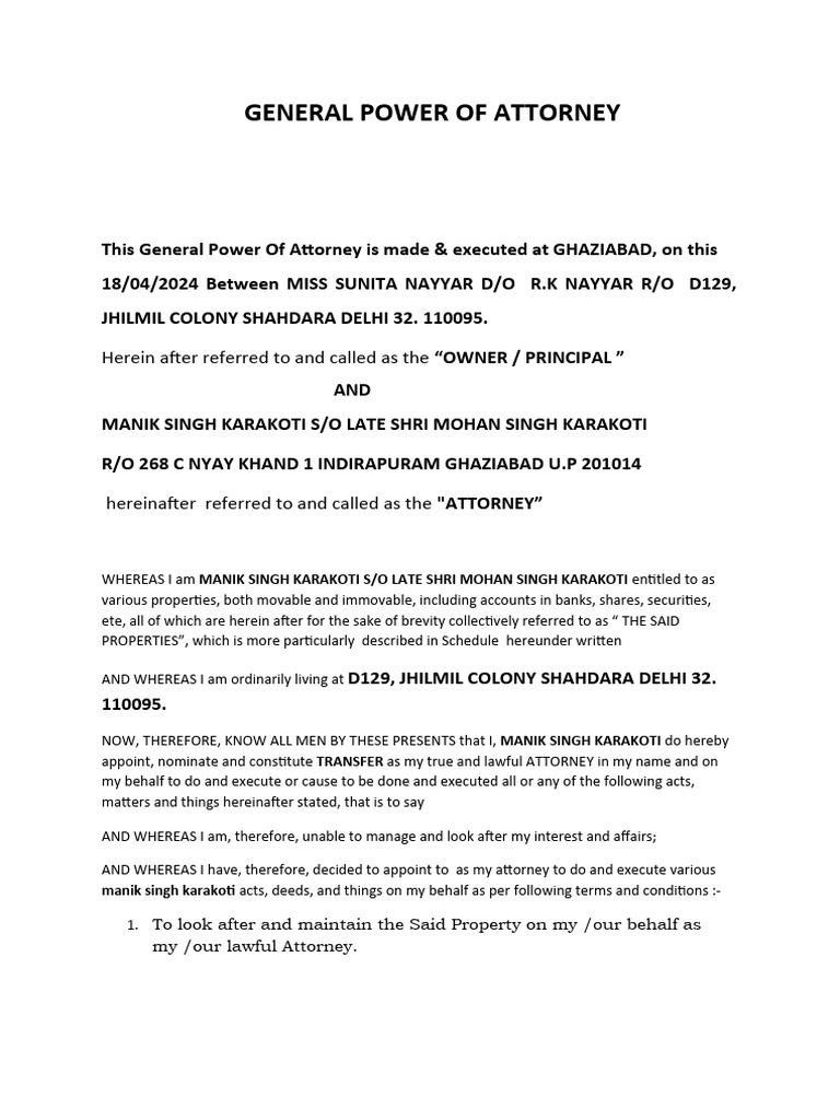 General Power of Attorney Guide | PDF | Deed | Conveyancing