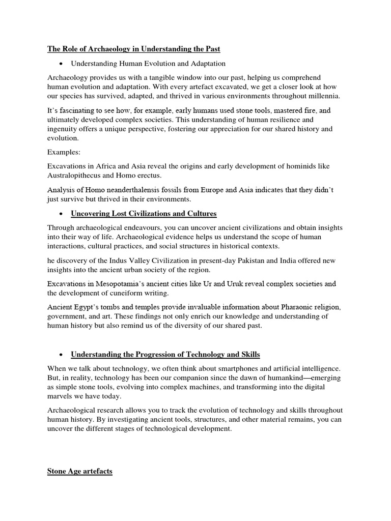 Importance of Archaeology in History | PDF | Archaeology | Artifact ...