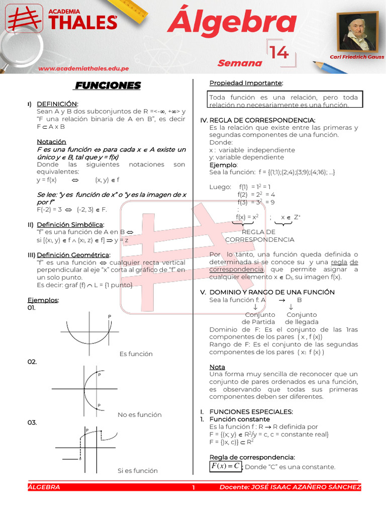 Semana 14. Funciones | PDF | Función (Matemáticas) | Álgebra