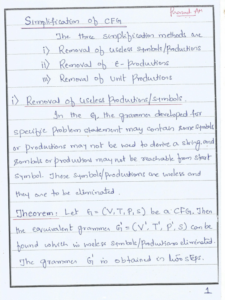 Atfl Unit 3 Simplification of CFG | PDF