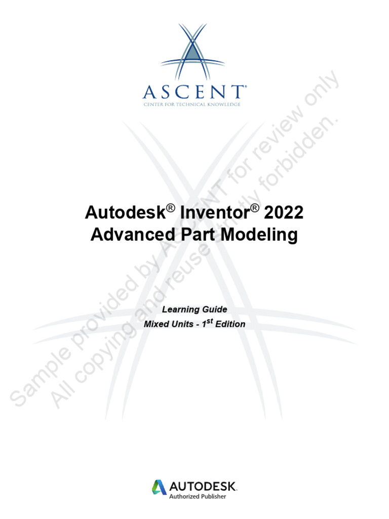 Inventor 2022 Advanced Part Modeling | PDF | Autodesk | Computer Aided ...