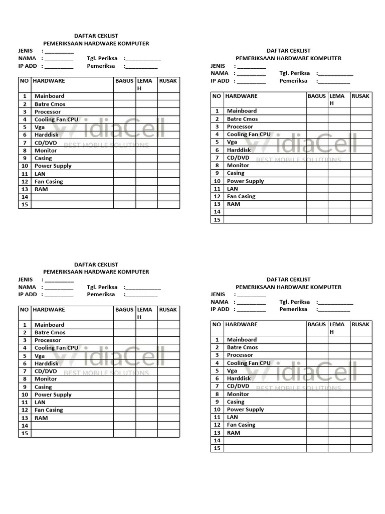 Daftar Ceklist | PDF