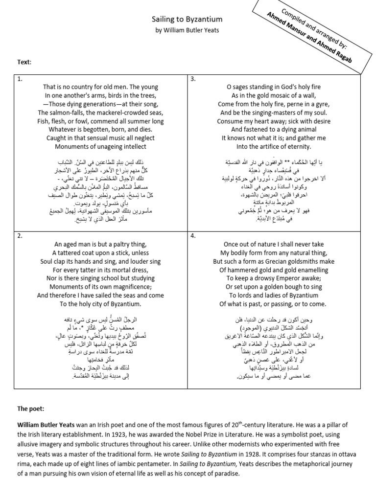 Yeats' Sailing to Byzantium Analysis | PDF | Poetry