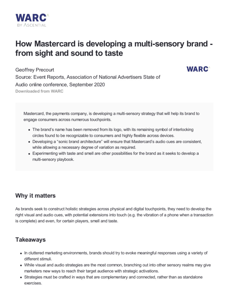 Mastercard Case Study Multisensory Branding | PDF | Brand | Master Card