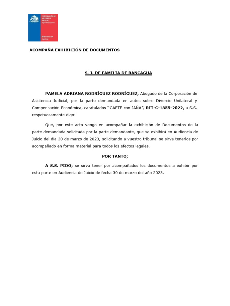 ACOMPAÑA DOCUMENTOS RIT-C-1855-2022 Act | PDF