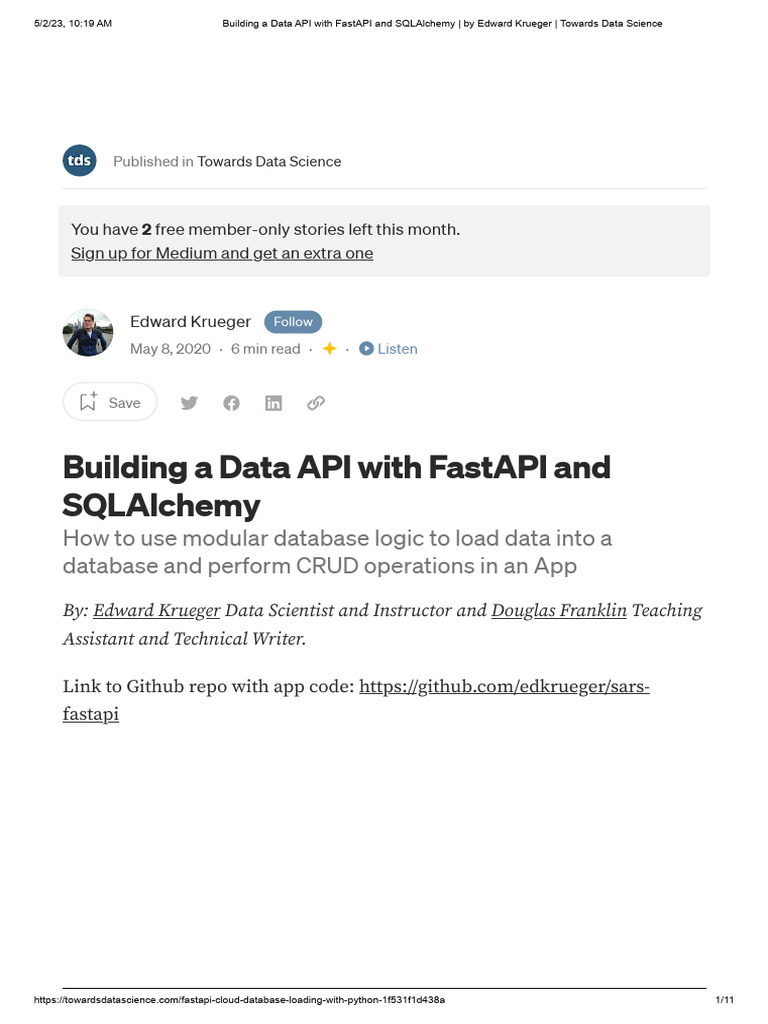 Data API | PDF | Databases | Python (Programming Language)