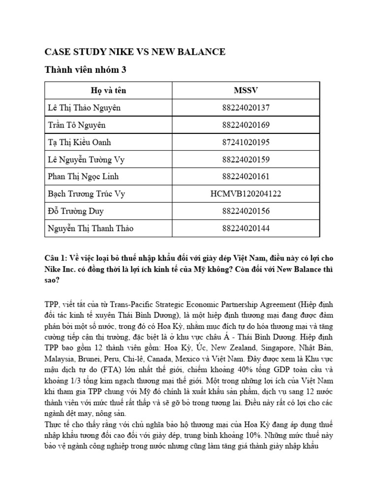 Case Study Nike VS New Balance - Nhóm 3 | PDF