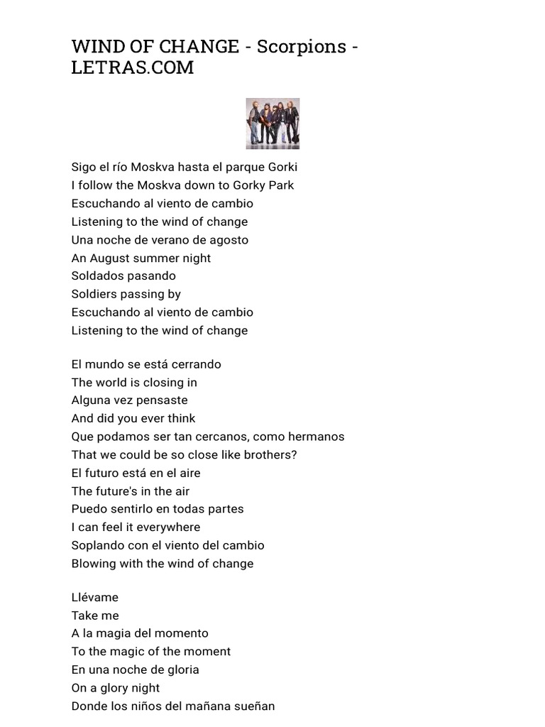 WIND OF CHANGE - Scorpions | PDF | Poesía