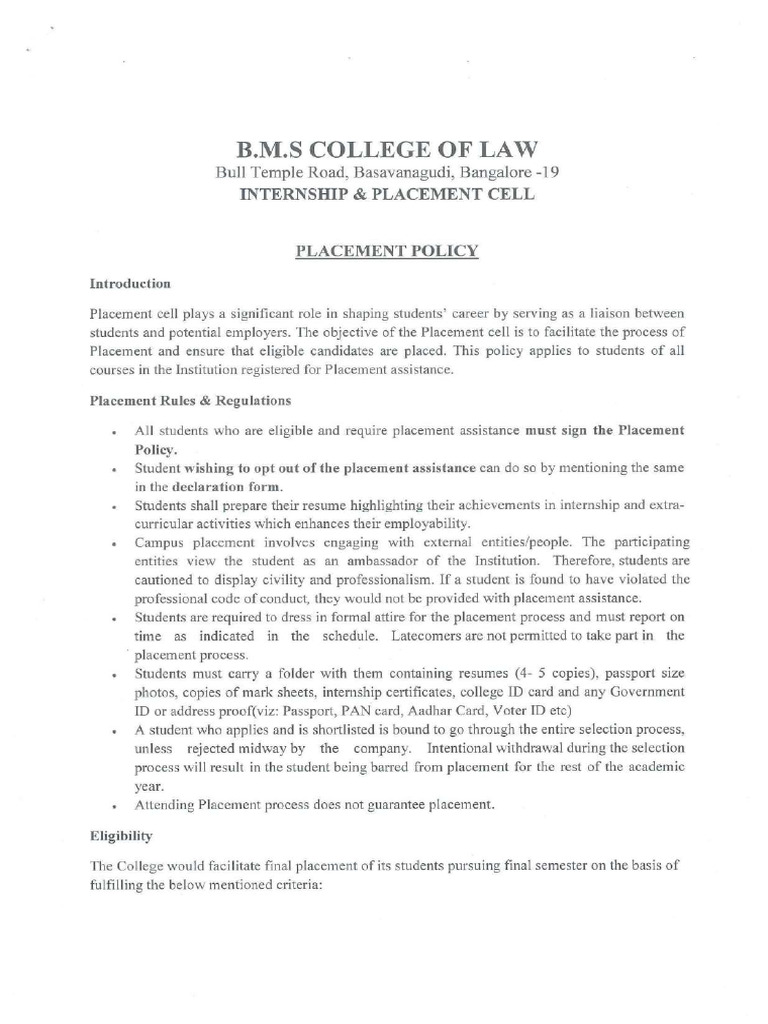 Placement Policy | PDF