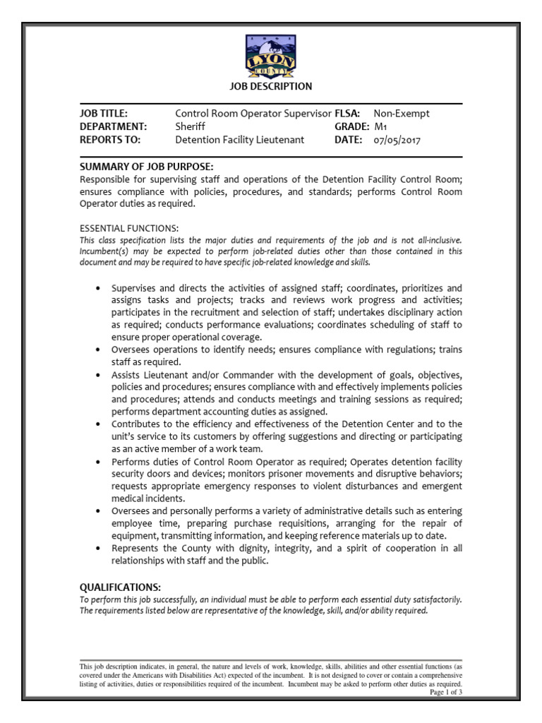 Control Room Operator Supervisor Role | PDF | Business