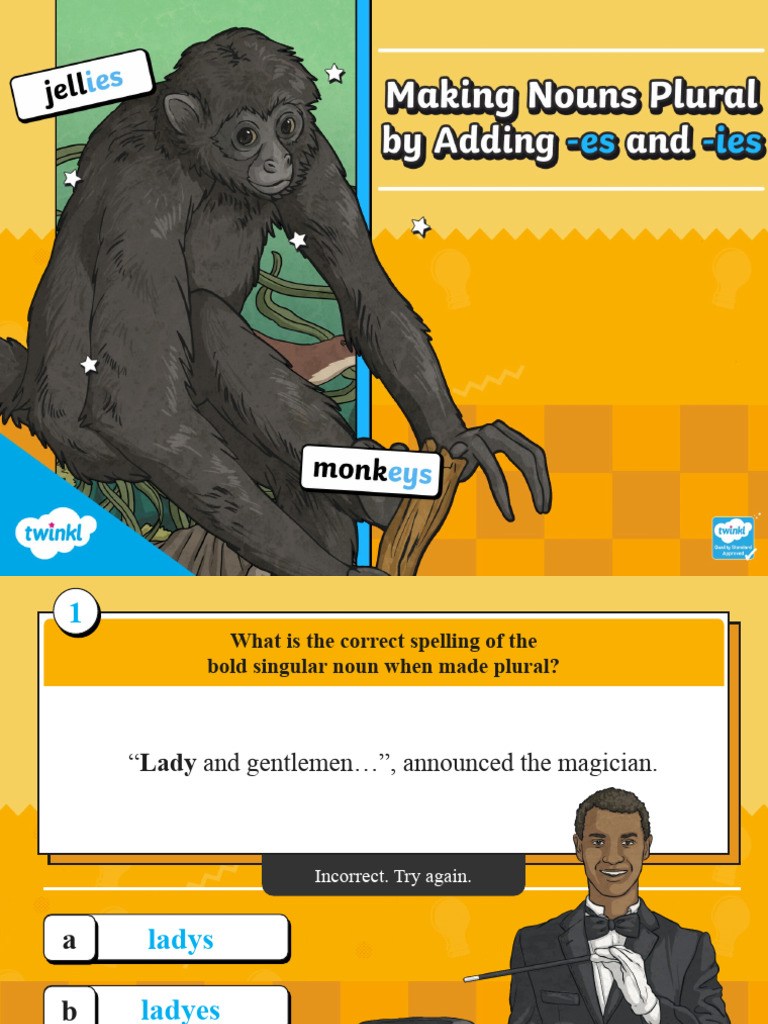 t2 e 474 Making A Noun Plural by Adding S Es and Replacing y With Ies ...