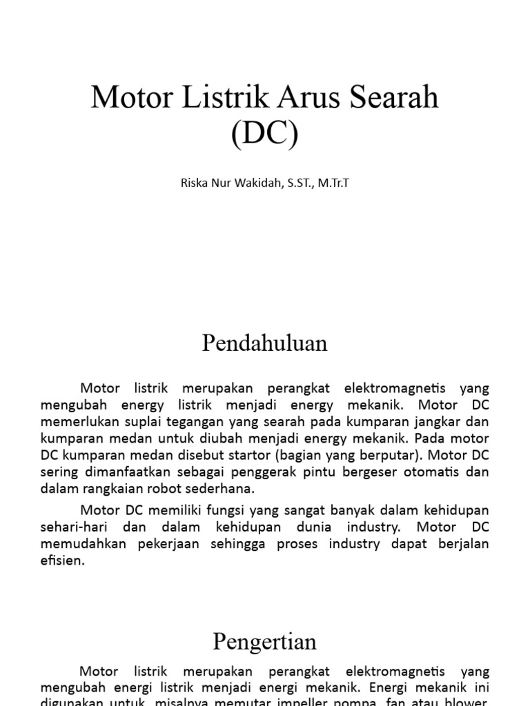 Motor Listrik Arus Searah (DC) - Materi 2 Dan 3 | PDF | Sains & Matematika