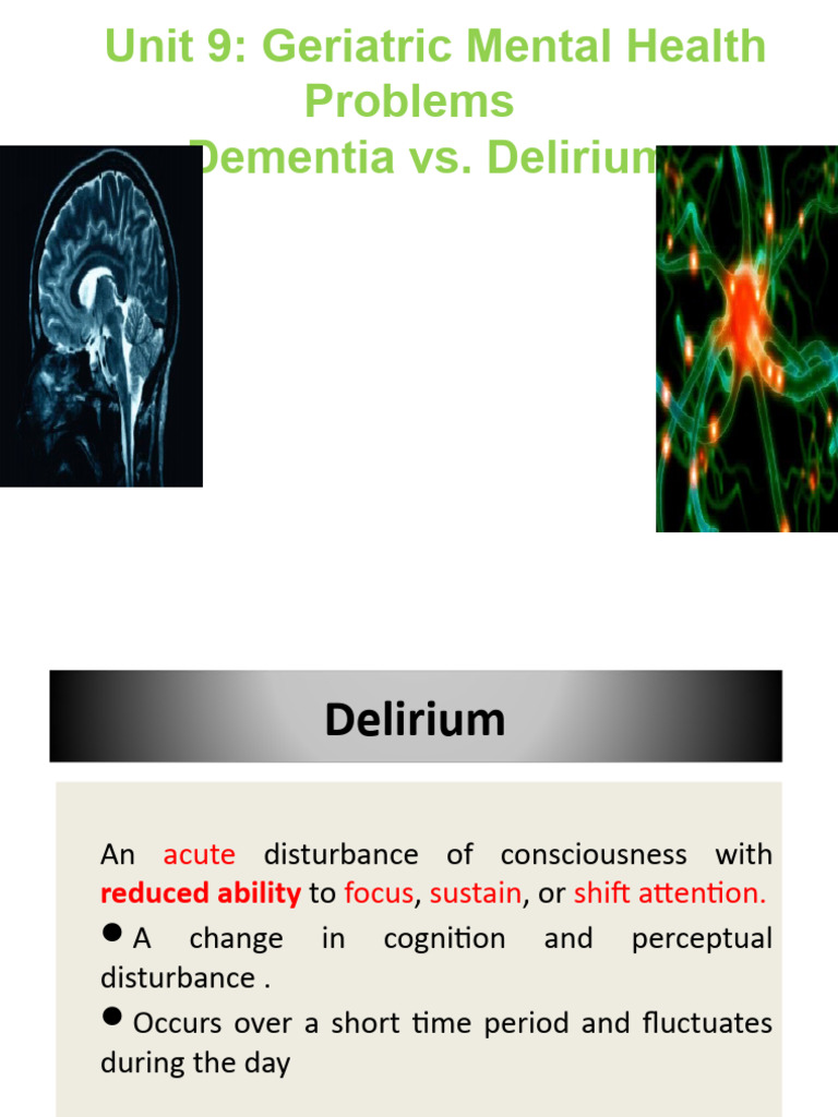 Geriatric Mental Health Problems Unit9 | PDF | Dementia | Human ...