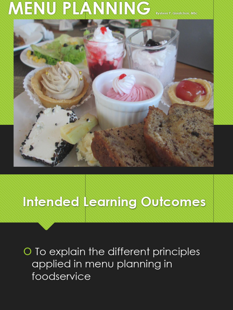 5 Menu Planning Part 1 | PDF | Menu | Meal