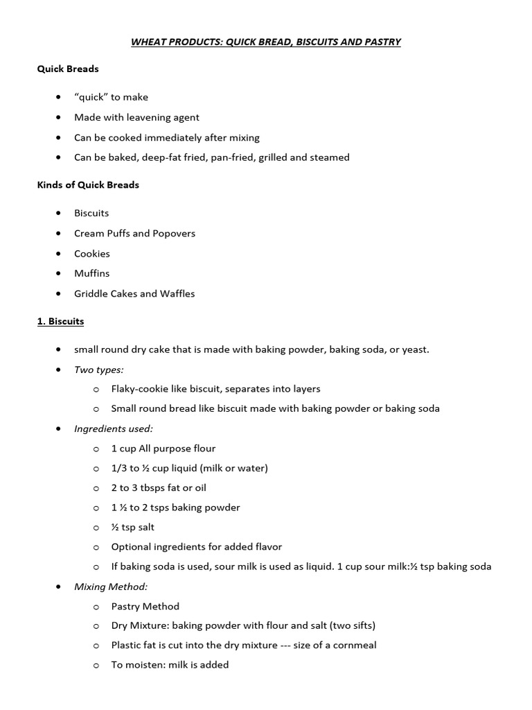 Quick Breads and Pastry Techniques | PDF | Cakes | Baking