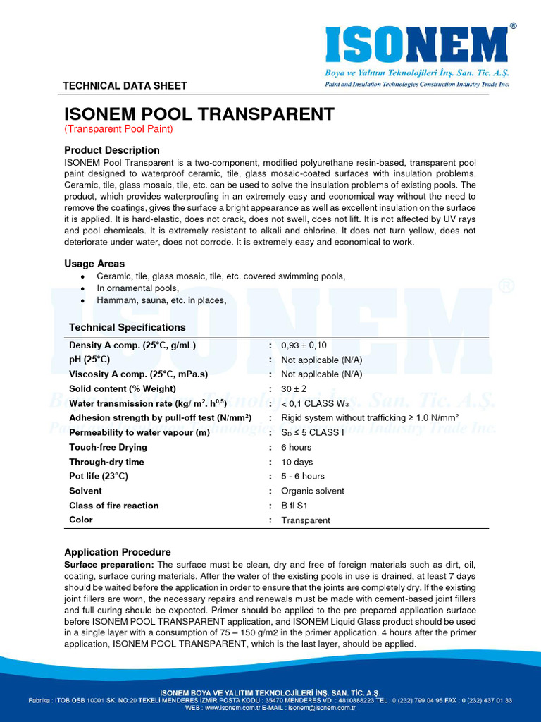 Tds en - Isonem Pool Transparent 2 | PDF | Glasses | Corrosion