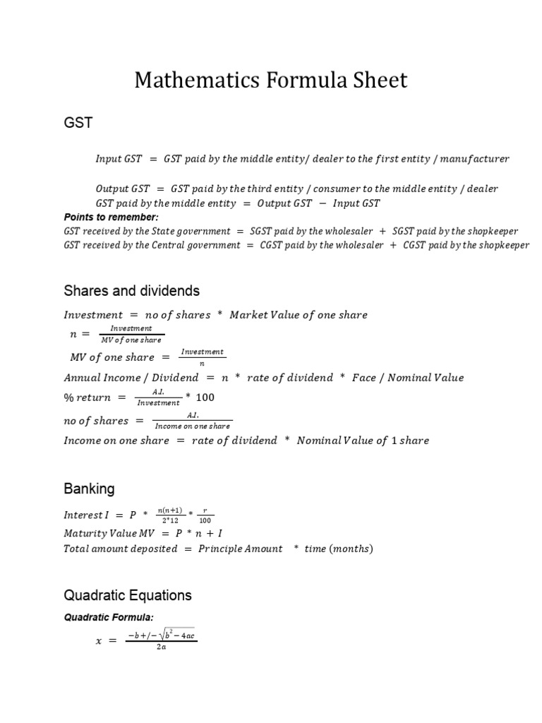 Mathematics & Physics Formula Sheet | PDF | Physical Phenomena | Physics