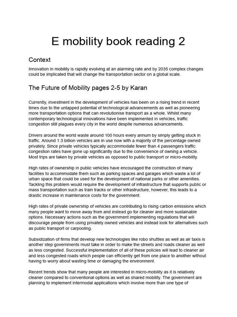 E Mobility Book Report 2 | PDF | Transport | Public Transport