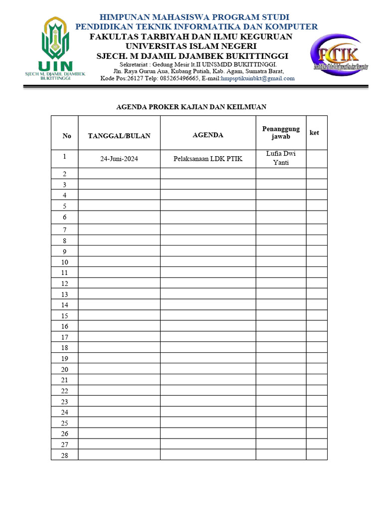 Proyeksi Proker Kajian Keilwuan Juni | PDF | Komputer