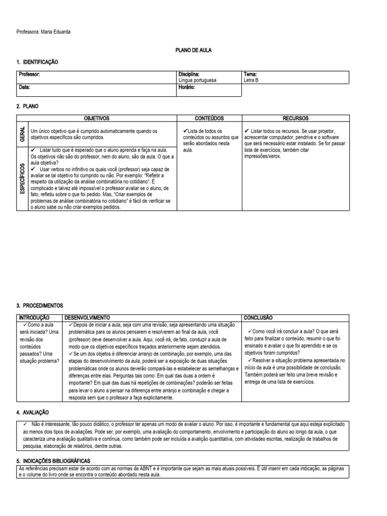 Modelo Plano de Aula Dicas | PDF