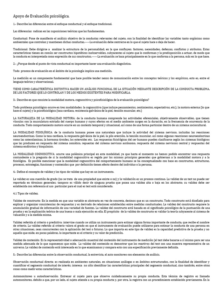 GUIA 20DE 20EVALUACION 20PSICOLOGICA 209 c2 Ba 20CUATRI | PDF | Validez ...